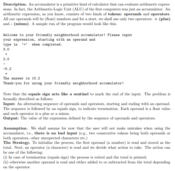 Solved Description. An accumulator is a primitive kind of | Chegg.com