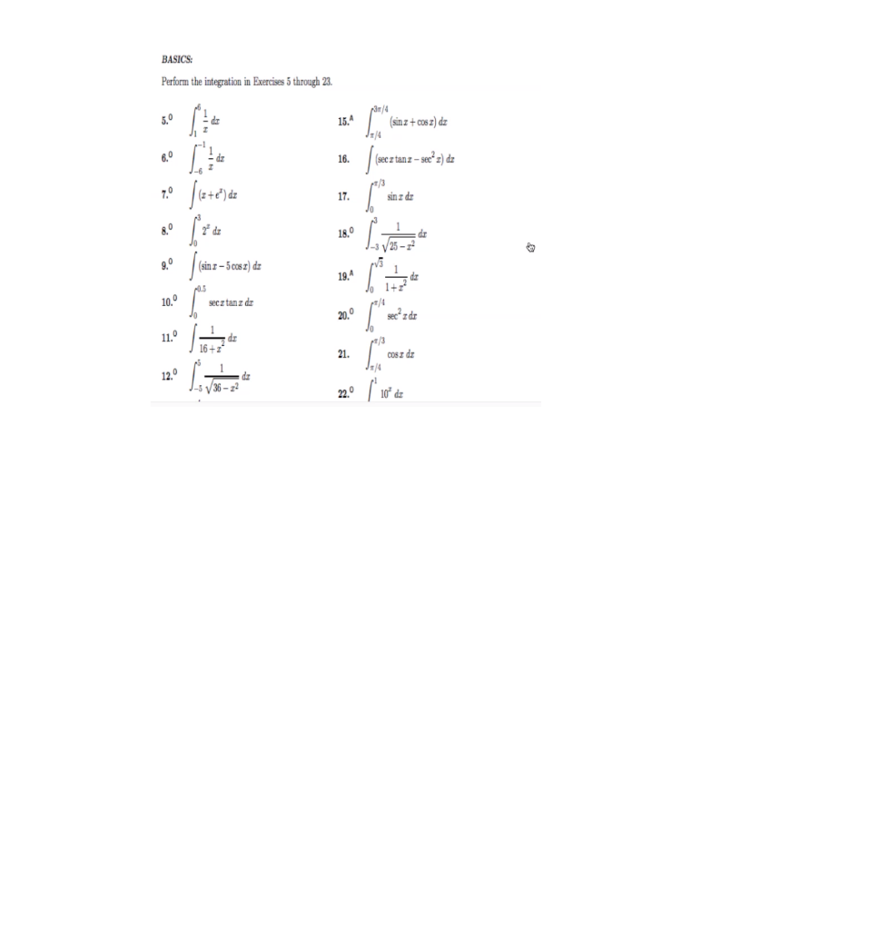 Solved BASICS: Perform the integration in Exercises through | Chegg.com