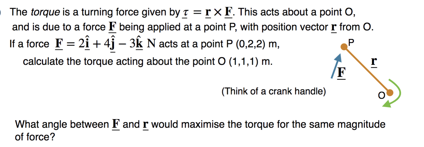 Solved The torque is a turning force given by τ=r×F. This | Chegg.com