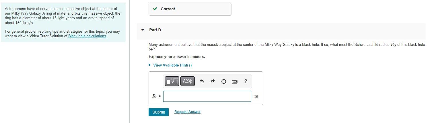 Solved Astronomers have observed a small, massive object at | Chegg.com