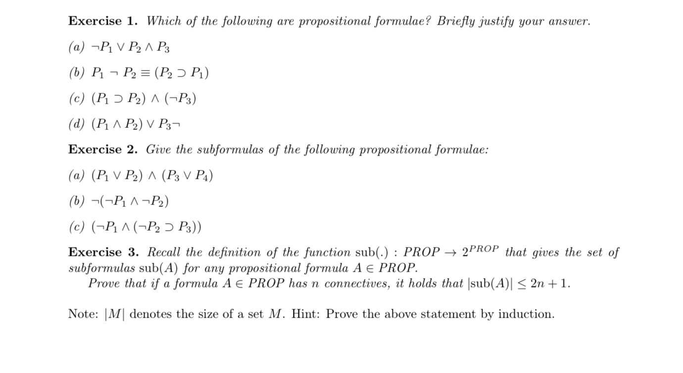 Solved Exercise 1. Which of the following are propositional | Chegg.com