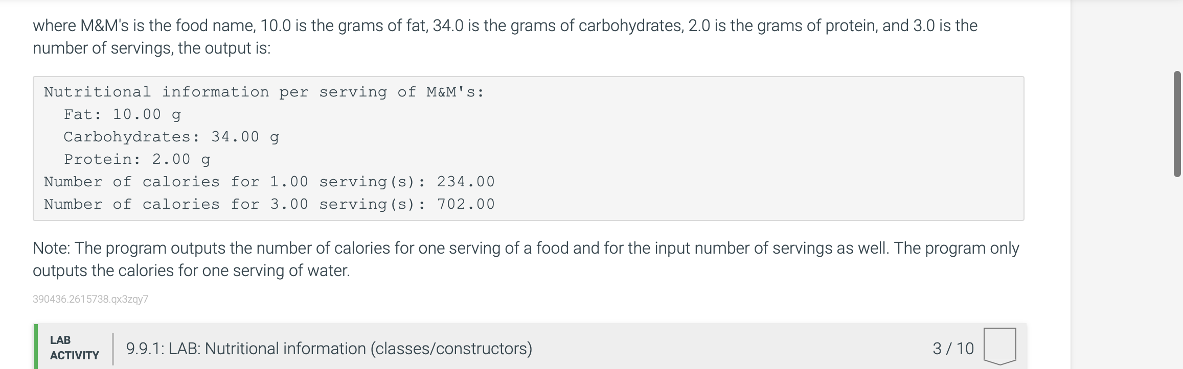 Solved 9.9 LAB: Nutritional information | Chegg.com