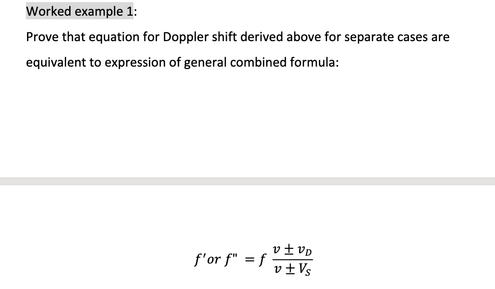 Solved Worked example 1: Prove that equation for Doppler | Chegg.com