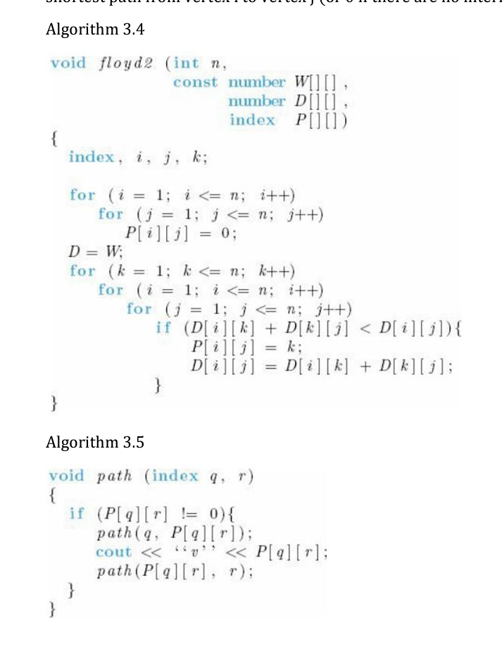 in python please; Implement the Floyd’s Shortest Path | Chegg.com