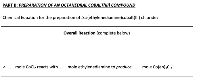 Solved PART B: PREPARATION OF AN OCTAHEDRAL COBALT(W) | Chegg.com