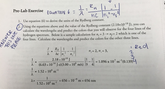 Solved Use equation (6) to derive the units of the Rydberg | Chegg.com