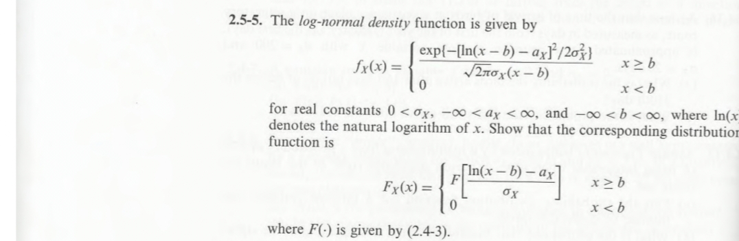 Solved 2.5-5. The log-normal density function is given by | Chegg.com