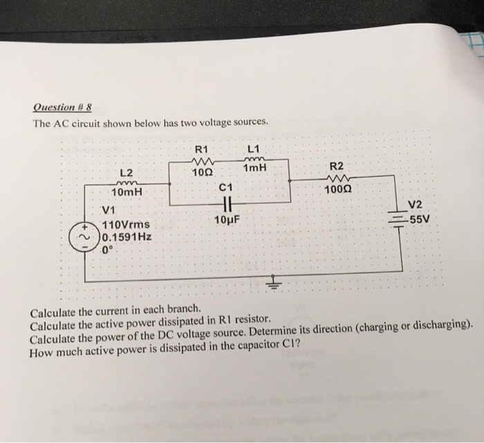 Solved The AC circuit shown below has two voltage sources. | Chegg.com