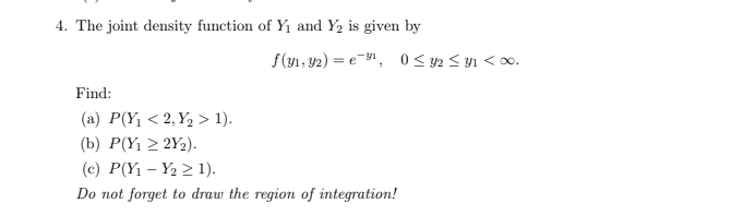 Solved 4. The joint density function of Y1 and Y2 is given | Chegg.com