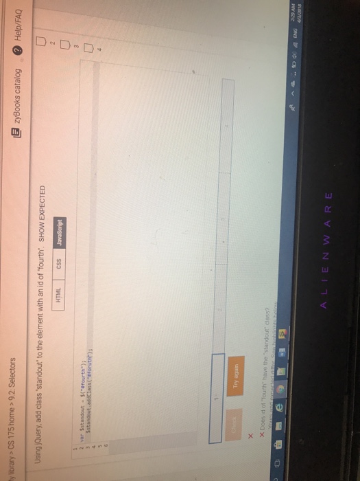 Solved ooks My library>CS 175 home 92.Selectors Using | Chegg.com Solved ooks My library>CS 175 home 92.Selectors Using | Chegg.com