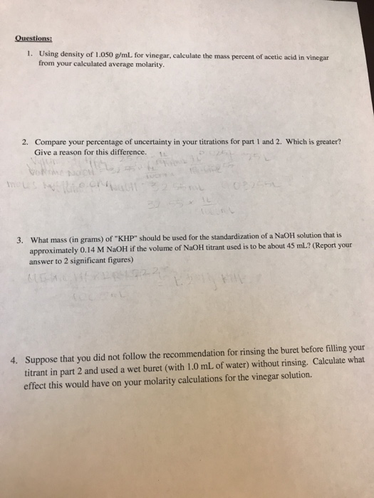 TITRATION Report Form Part 1 Standardization of NaOH | Chegg.com