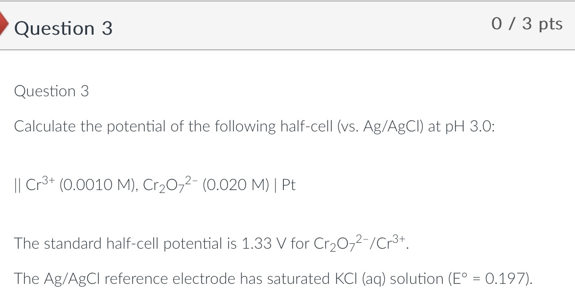Solved Question 3 0//3 pts Question 3 Calculate the | Chegg.com
