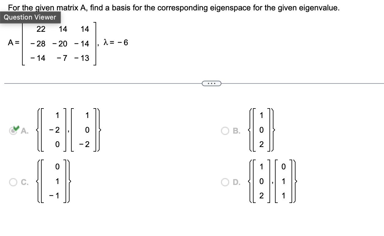 Solved For the given matrix A, ﻿find a basis for the | Chegg.com