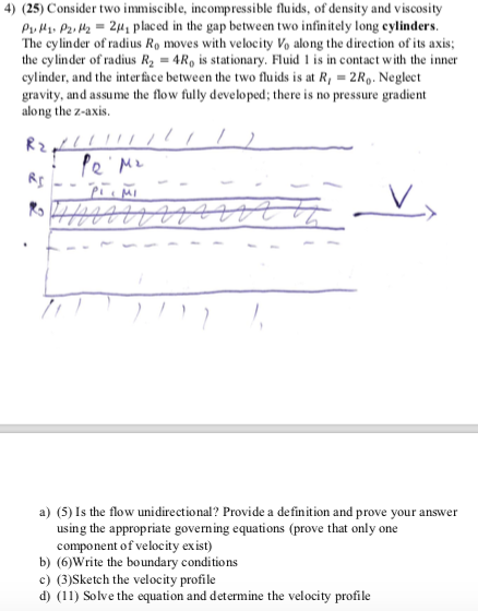 Solved 4) (25) Consider two immiscible, incompressible | Chegg.com