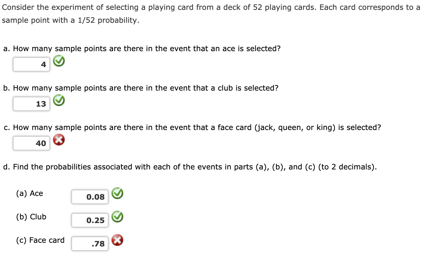 Solved Consider The Experiment Of Selecting A Playing Card Chegg
