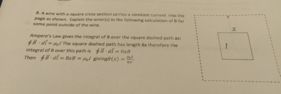 Solved A wire with a square cross section carries a constant | Chegg.com