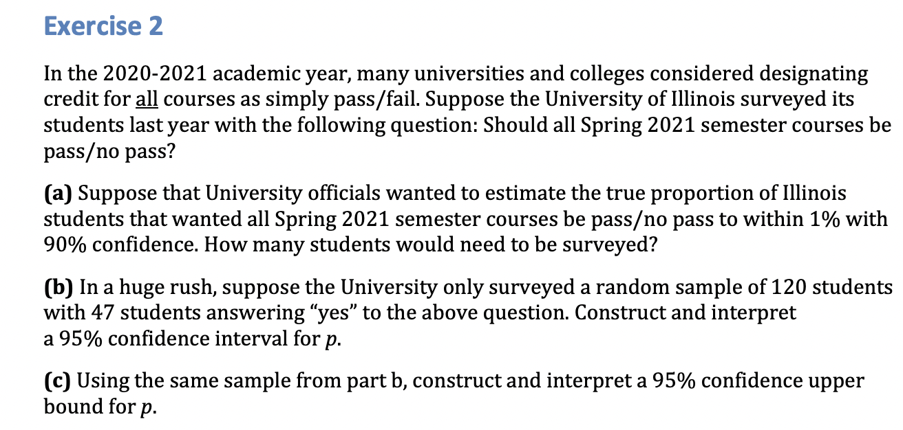 Solved Exercise 2 In the 2020-2021 academic year, many | Chegg.com