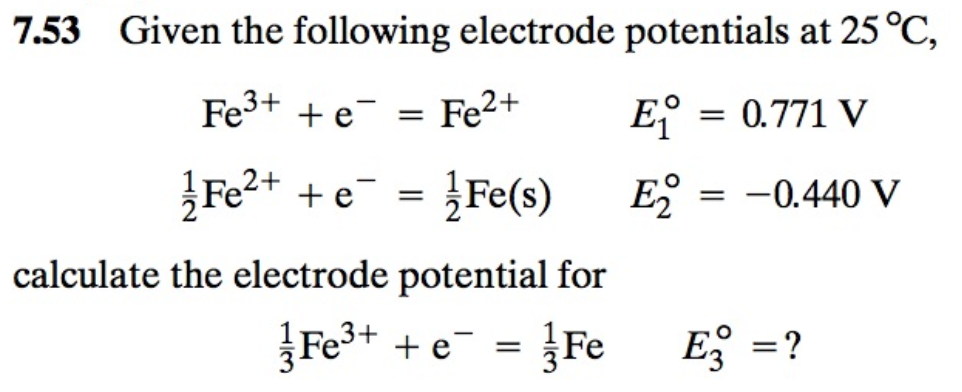 Solved 7.53 Given the following electrode potentials at | Chegg.com