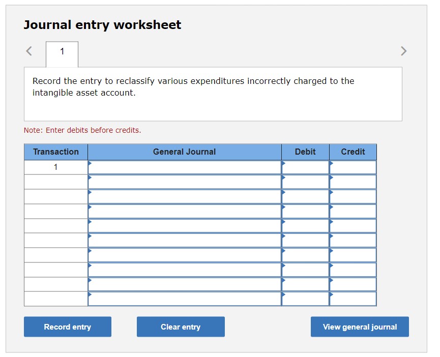 Journal entry worksheet Record the entry to | Chegg.com