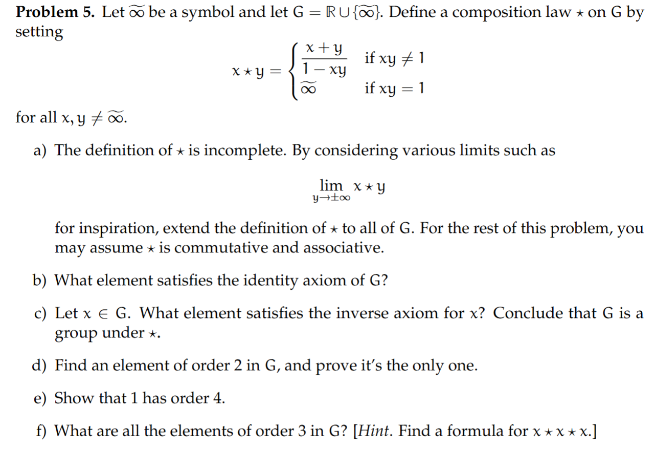 Solved Problem 5. ﻿Let widetilde(∞) ﻿be a symbol and let | Chegg.com