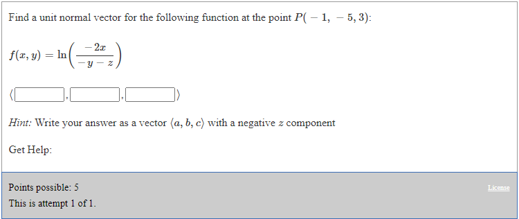 Solved Find a unit normal vector for the following function | Chegg.com