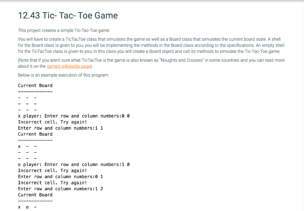 Solved This project creates a simple Tic-Tac-Toe game. You | Chegg.com