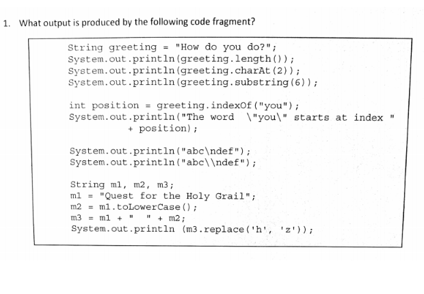 Solved 1. What output is produced by the following code | Chegg.com