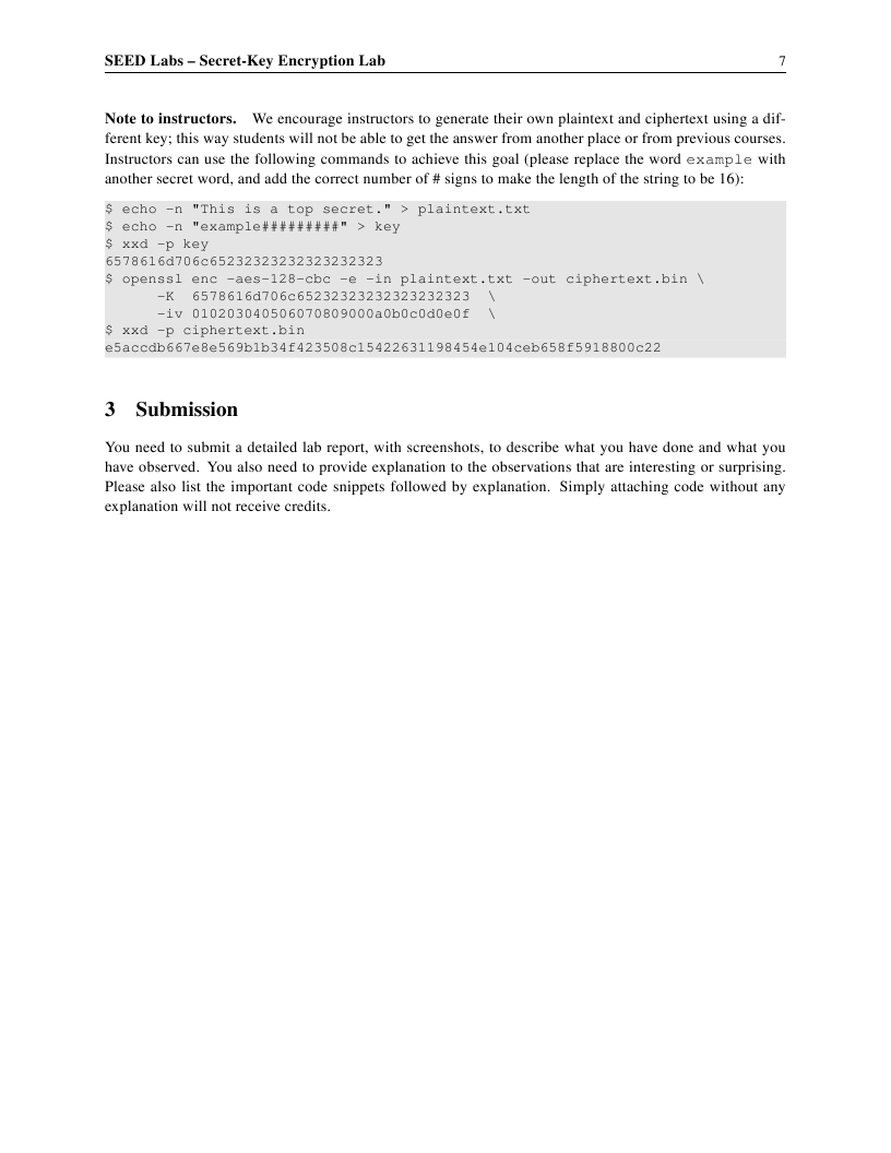 SEED Labs - Secret-Key Encryption Lab Secret-Key | Chegg.com