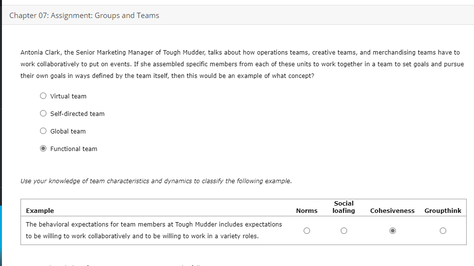 Solved Chapter 07: Assignment: Groups and Teams Antonia | Chegg.com