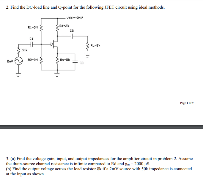 Solved 2. Find the DC-load line and Q-point for the | Chegg.com