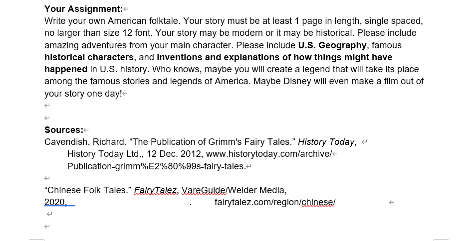 Your Assignment: Write your own American folktale. | Chegg.com