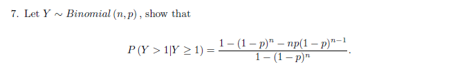 Solved 7. Let Y Binomial (n,p), show that 1- (1- p)” – np(1 | Chegg.com