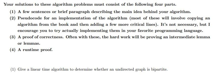 Solved Your solutions to these algorithm problems must | Chegg.com