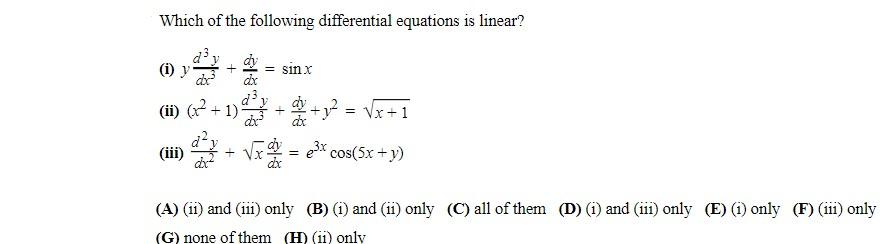 Solved Which of the following differential equations is | Chegg.com
