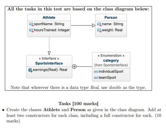 All the tasks in this test are based on the class | Chegg.com