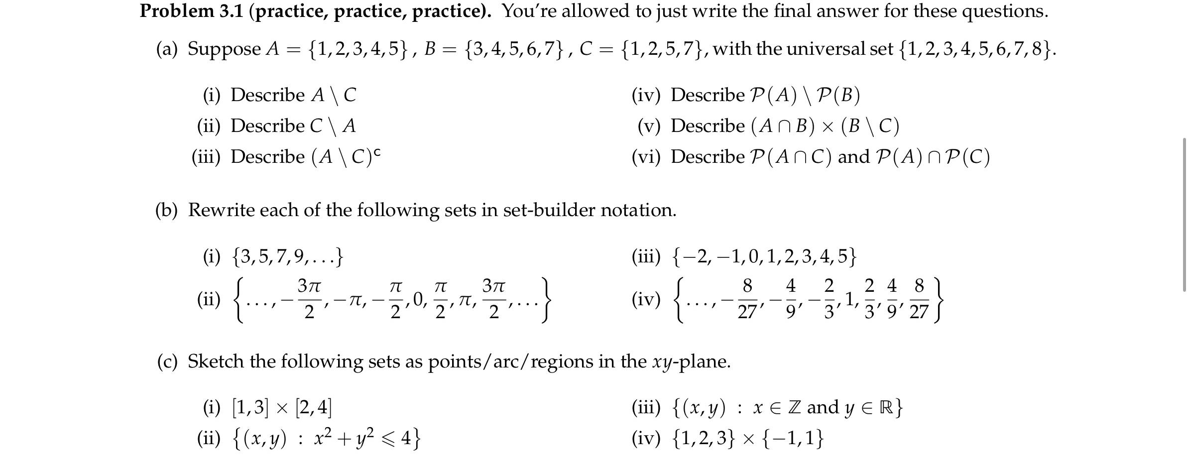 Solved Problem 3.1 (practice, ﻿practice, practice). ﻿You're | Chegg.com
