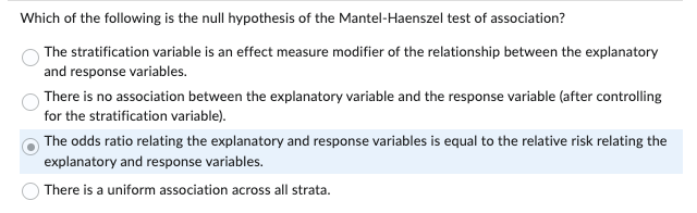 Solved Which of the following is the null hypothesis of the | Chegg.com