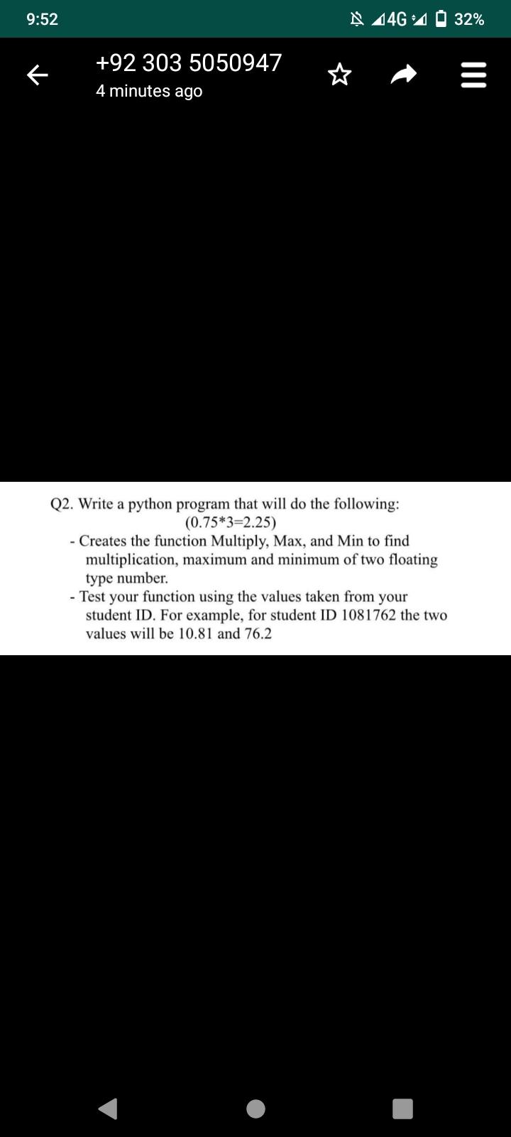 Solved 9:52 A 4464 32% +92 303 5050947 4 minutes ago ☆ Q2. | Chegg.com