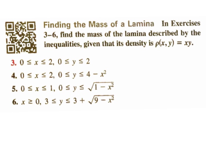 Solved [ ]賺 徊Finding the Mass of a Lamina In Exercises 3-6, | Chegg.com