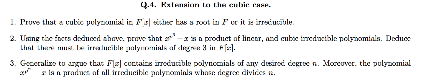 Solved Q.4. Extension to the cubic case. 1. Prove that a | Chegg.com