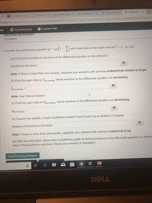 Solved 4.math.msu.edu/webwork2/mth 235 ss19 99040w04-1.3 FOE | Chegg.com