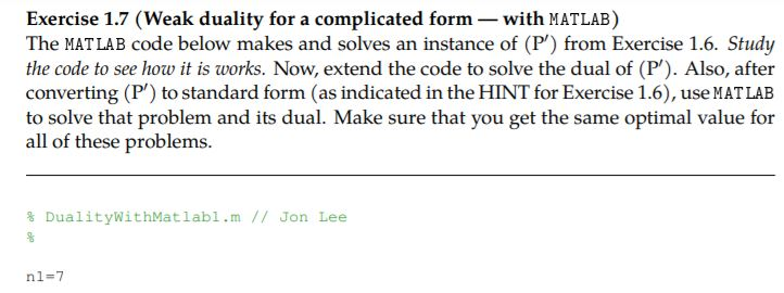 Exercise 1.7 (Weak duality for a complicated form — | Chegg.com