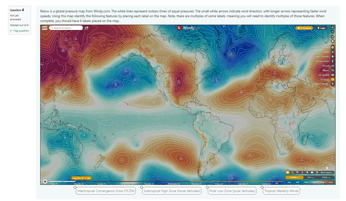 Solved Below is a global pressure map from Windy.com. The | Chegg.com