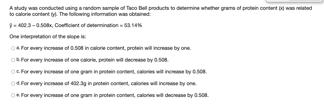 Solved A study was conducted using a random sample of Taco | Chegg.com
