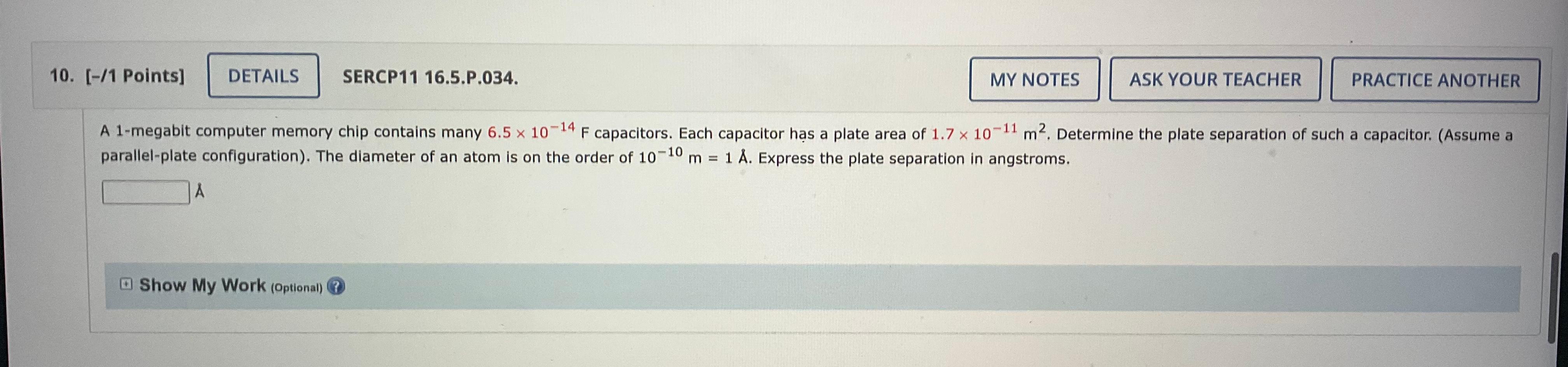 Solved parallel-plate configuration). The diameter of an | Chegg.com