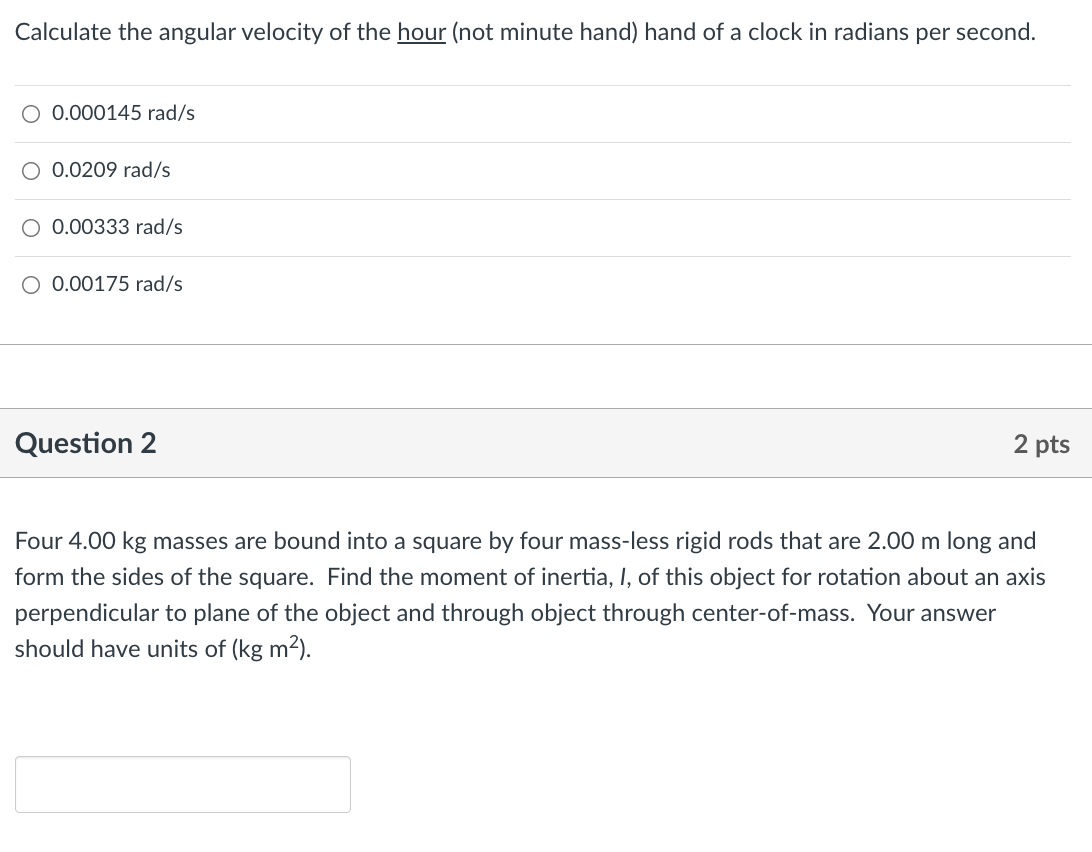 Solved Calculate the angular velocity of the hour (not | Chegg.com