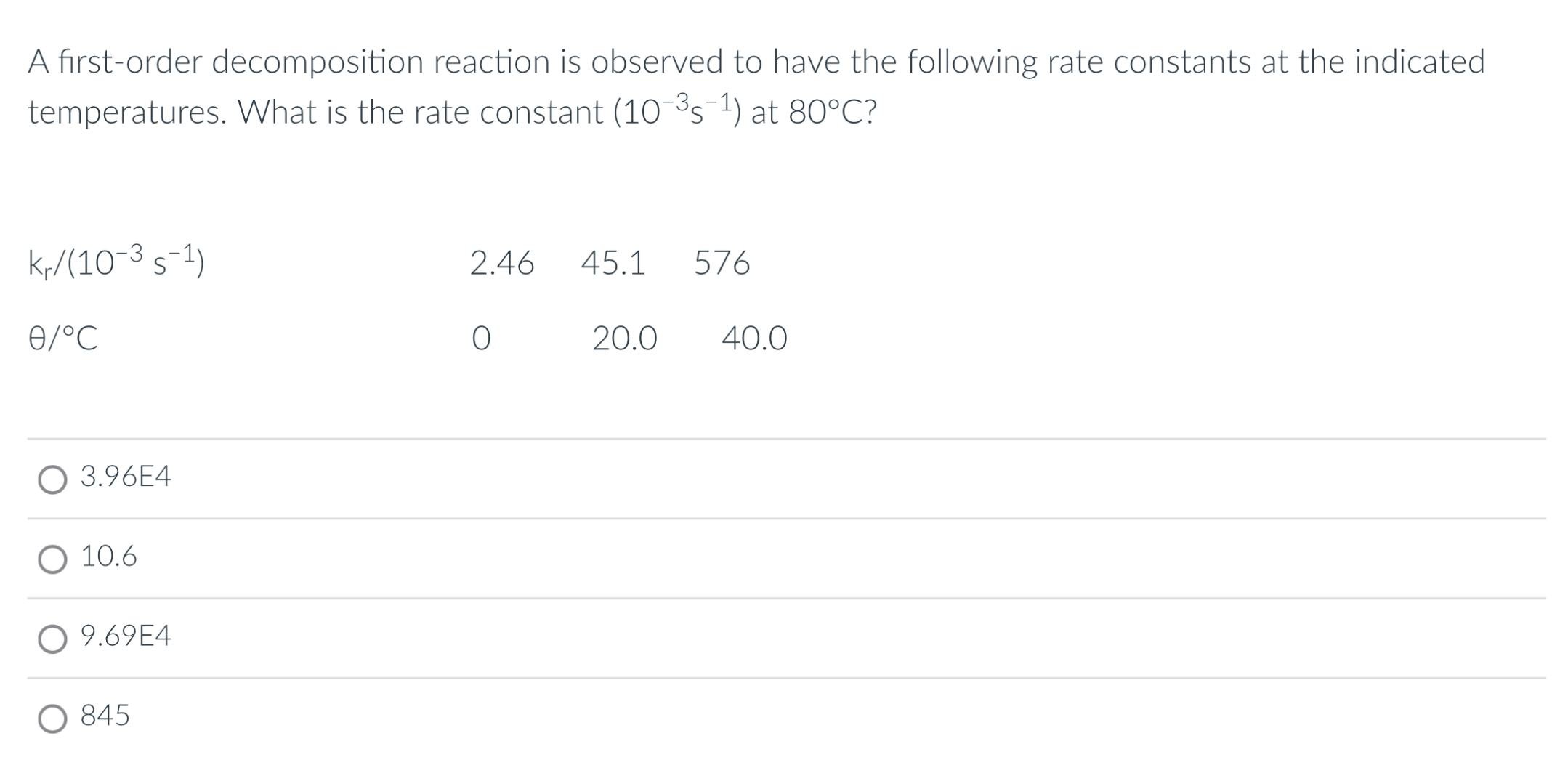 Solved A first-order decomposition reaction is observed to | Chegg.com