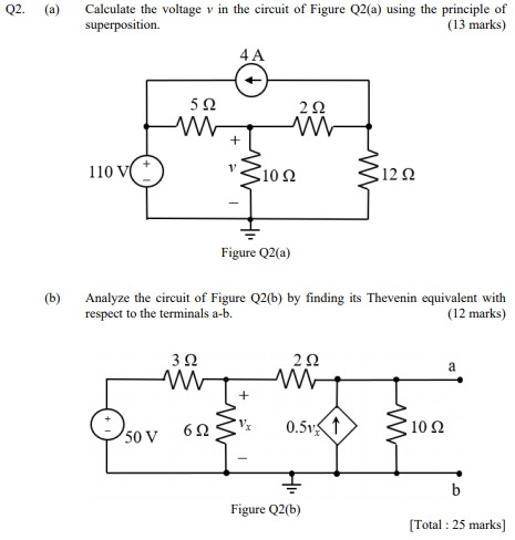 Solved Q2. (a) Calculate the voltage v in the circuit of | Chegg.com