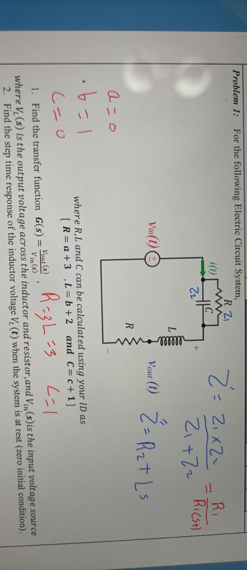 Solved Problem 1: For the following Electric Circuit | Chegg.com