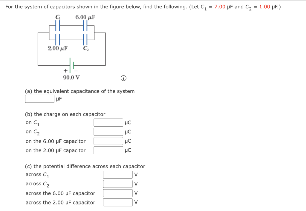 Solved system of capacitors shown in the figure below, find | Chegg.com